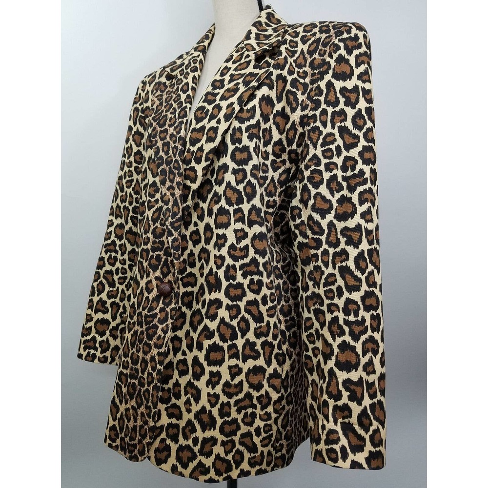 Womens 80s Leopard Print Oversized Blazer Size L - Gem